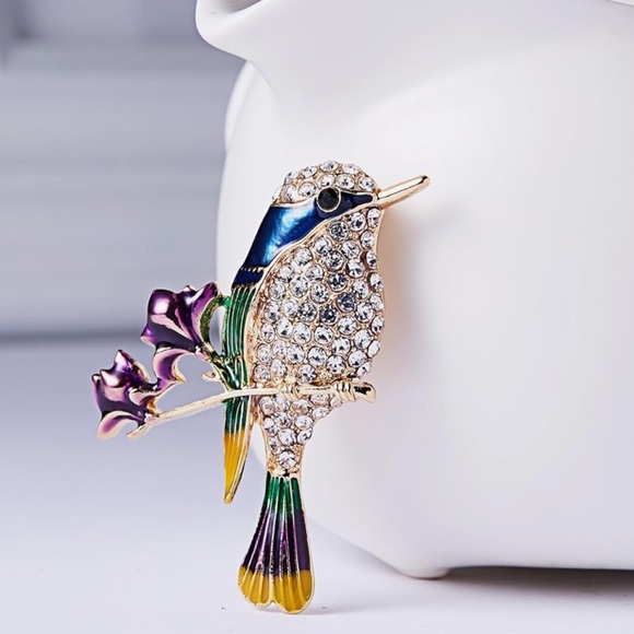 Jewelry | New Elegant Gold And Blue Bird Brooch | Poshmark